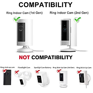 ALERTCAM Power Adapter for Ring Indoor Cam and All-New Ring Indoor Cam (2nd Gen), with 25Ft/7.5m Flat Charging Cable Continuously Charge Your Camera (NOT Compatible with Ring Stick Up Cam)