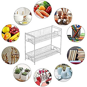 MOOACE Under Sink Organizer, 2 Tier Under Cabinet Bathroom Sink Organizers and Storage, Multi-purpose Under Sink Shelf Organizer Rack for Bathroom Kitchen