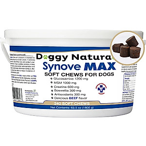 Synove Max Soft Chews for Dogs (240 Count) Beef Flavor, Joint Supplement, Glucosamine, Turmeric, Boswelllia serrata, Creatine Naturally Derived Ingredients better than synovi g4 soft chew