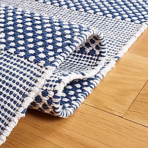 Safavieh Striped Kilim Collection 6' x 9' Ivory/Blue STK802M Flat Weave Cotton Area Rug