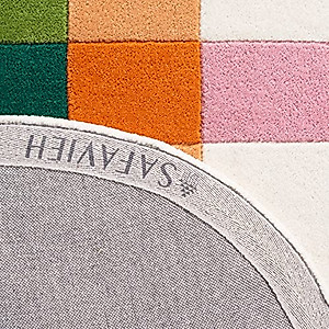 SAFAVIEH Fifth Avenue Collection Area Rug - 8' x 10', Ivory & Pink, Handmade Mid-Century Modern Abstract Wool, Ideal for High Traffic Areas in Living Room, Bedroom (FTV147A)