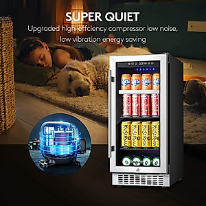 BODEGA Beverage Refrigerator Cooler,15 inch drink fridge under counter,100 cans mini Fridge with Glass Door for Soda Beer,Wine,Beverage Cooler for Home,Kitchen, Bar or Office.