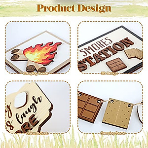 10 Pcs Camping Tiered Tray Decor Set Farmhouse Farm Tiered Tray Decor Wood Sign Camping Party Decorations Campfire Centerpiece Decor Barbecue Camping Decorative Trays Rustic Kitchen Decor (Large)