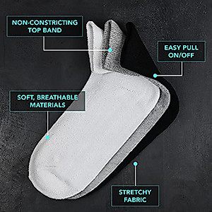 6 Pairs Diabetic Ankle Socks Reinforced Heel and Toe Non-Binding Cushion Socks for Men and Women Grey/Black Sole 13-15 Debra Weitzner