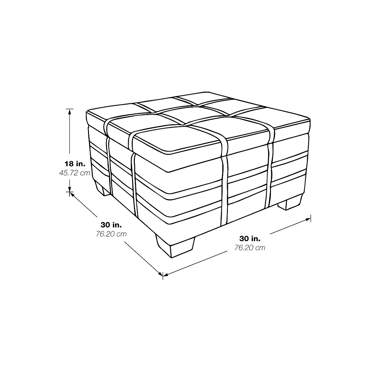 OSP Home Furnishings Detour Strap Square Storage Ottoman with Tray and Solid Wood Legs, Crimson Red Faux Leather