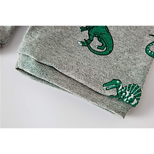 Akyzic Dinosaur Pajamas for Boys 100% Cotton Toddler T-Rex Pjs 2 Piece Jammies Short Sleeve Sleepwear Kids Summer Clothes Set Outfits Dino Pj Set 6t