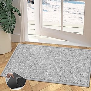 Water Absorbent Door Mat Indoor Entrance Washable, Back Outdoor Rug for Front Door, Washable Outdoor Entrance Rug Indoor Entry Rug Entry Way Mat, Gray Indoor Front Door Mat Outdoor Entrance Mat