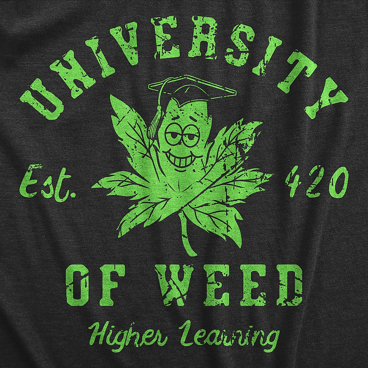 Mens University of Weed T Shirt Funny 420 Weed Leaf College Tee for Guys Funny T Shirts 420 Apparel for Men Novelty Tees for Guys Black - L