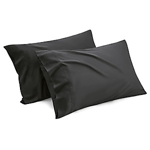 Bedsure King Size Pillow Cases Set of 2, Rayon Derived from Bamboo Cooling Pillowcase, Silky Soft & Breathable Pillow Cover with Envelope Closure, Gifts for Men or Women, Black, 20x40 Inches