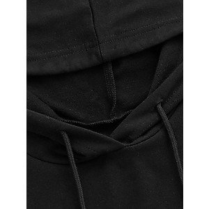 SweatyRocks Women's Casual Long Sleeve Colorblock Pullover Hoodie Sweatshirt Crop Top Black Grey X-Small