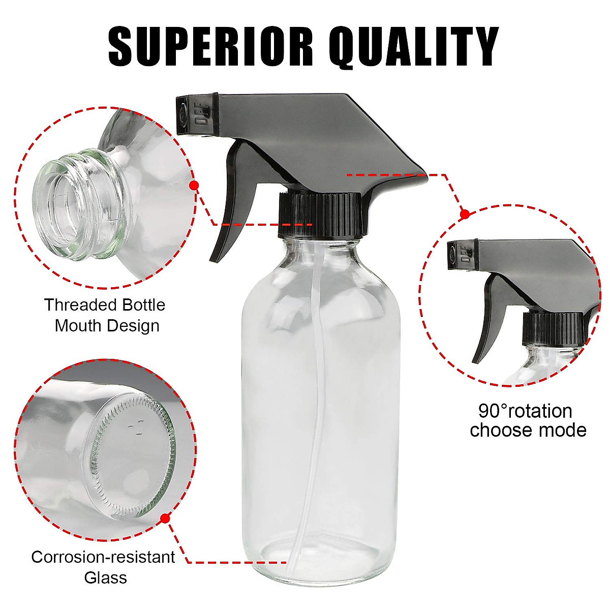 Maredash Clear Spray Bottles, Clear Glass Storage Bottle w/Black Trigger Sprayer & Labels & Lids, Refillable Container for Water, Essential Oils, Cleaning Products, etc (8 oz, 6 Pcs)…