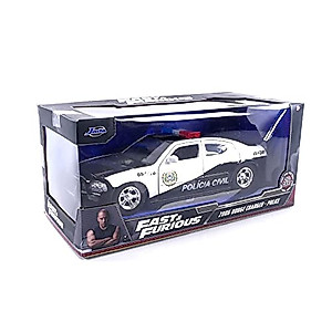 Fast & Furious 1:24 2006 Dodge Charger Police Car Die-Cast Car, Toys for Kids and Adults
