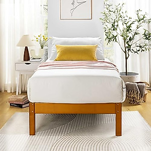 Mellow Asher 14 Inch Bamboo Wood Bed with Wooden Slats, No Box Spring Needed, Easy Assembly, Twin, Natural Platform