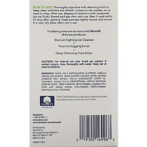 Bioré Daily Make Up Removing Cloths, Facial Cleansing Wipes with Dirt-grabbing Fibers for Deep Pore Cleansing without Oily Residue, 60 Count