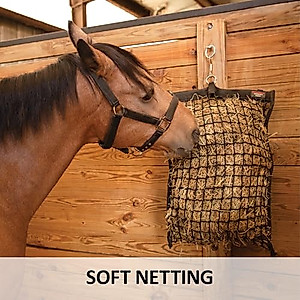 Schneiders Easy-Open Knotless 1.25" Slow Feed Hay Net | No More Wasted Time Filling Hay Bags | Easy Open Top | Slow Feed Holes | Large Capacity | Close Assist | 3 to 4 Flakes | Color White