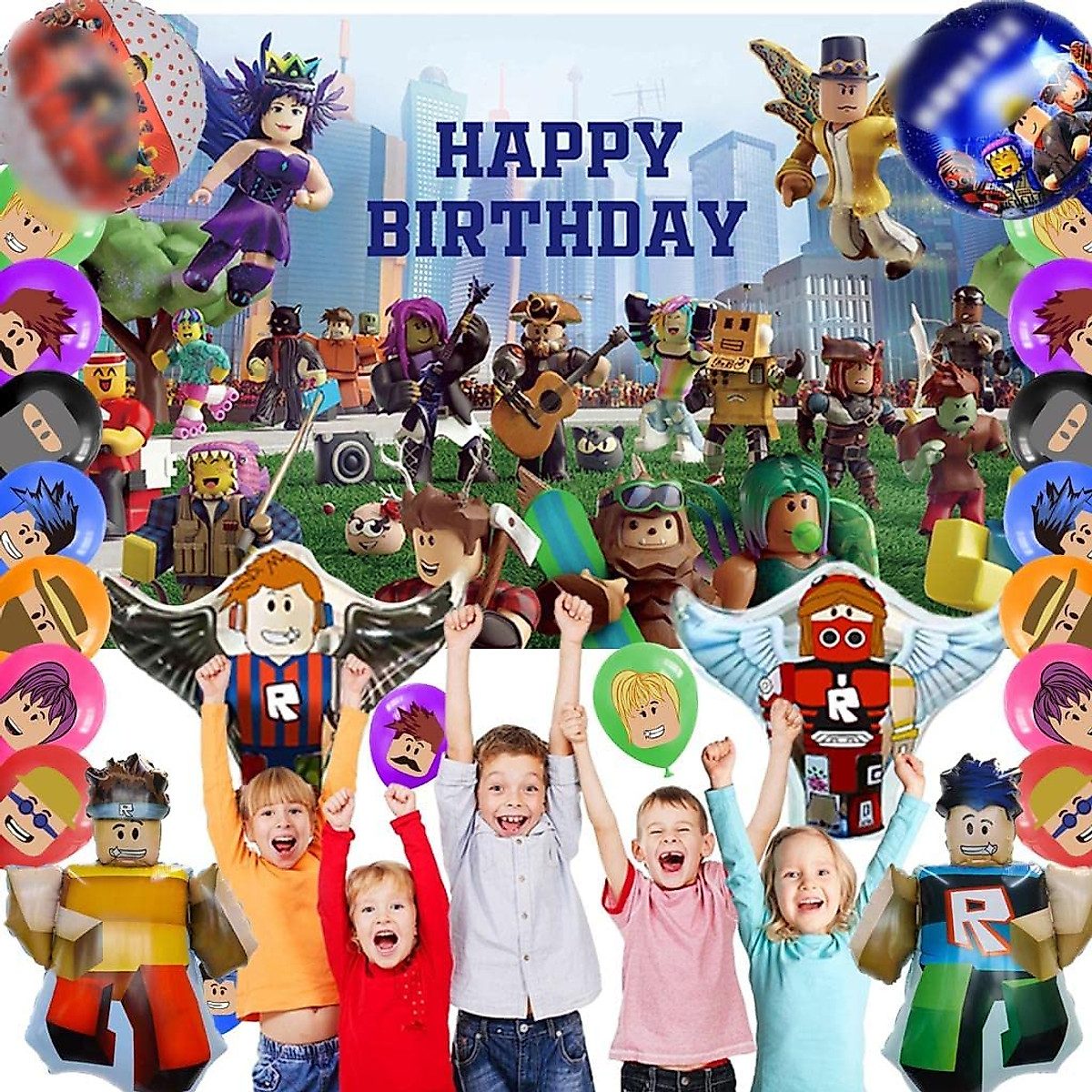 Robot Birthday Party Supplies,Robot Birthday Decorations including Backdrop Decorations, Foil Balloon, Latex Balloon,Party Favors for Kids Game Lovers