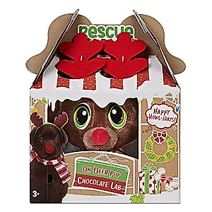 Little Tikes Rescue Tales Holiday Pup Reindeer, Soft Plush Stuffed Animal Toy, Adoption Tag & Certificate, Doghouse Playset for Kids, Pet Toys for Girls & Boys Ages 3 4 5