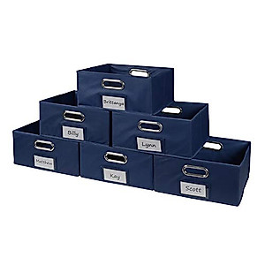 Niche Cubo Set of 6 Half-Size Foldable Fabric Storage Bins- Blue