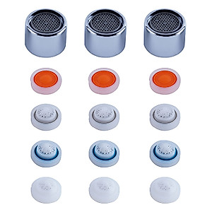 3 Pcs Faucet Aerator, Female Thread Kitchen Faucet Aerator Kitchen Sink Aerators, 1.2, 1.5, 1.8, 2.5 GPM Flow Restrictor Replacement Parts Bathroom, 55/64-Inch 22mm Female Thread-Chrome