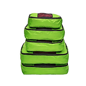 TravelWise Luggage Packing Organization Cubes 5 Pack, Lime, 1 Small, 2 Medium, 2 Large