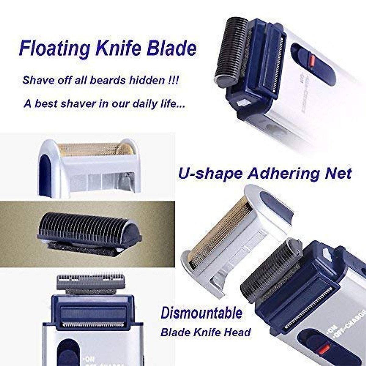 Electric Razor Yandou Silver Beards Shaver Men Rechargeable Pop-up Mustache Scrapper U Shape Women Girls Eyebrow Eyelashes Trimmer Body Pubes Clipper Arm Leg Mane Stripper Short Hair Curls Beautifier