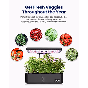 iDOO Hydroponics Growing System 12Pods, Indoor Garden with LED Grow Light, Plants Germination Kit, Built-in Fan, Automatic Timer, Adjustable Height Up to 11.3" for Home, Office