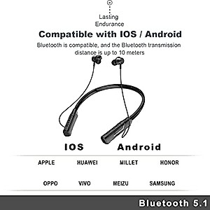 DECWIN Neckband Wearable Wireless Headphones,Bluetooth LED Light Show Earphones,Night Running LED Headphone with Mic TF Music Waterproof