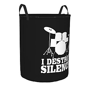 I Destroy Silence Drums Torage Basket Large Round Laundry Basket With Handles, For Clothes Storage Bathroom Laundry