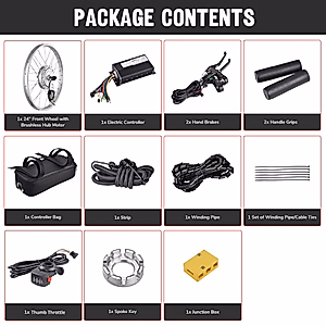 AW Electric Bicycle Front Wheel 24" E-Bike Conversion Kit 36V 750W Ebike Wheel Kit Thumb Throttle Hub Bicycle Conversion Motor Kit