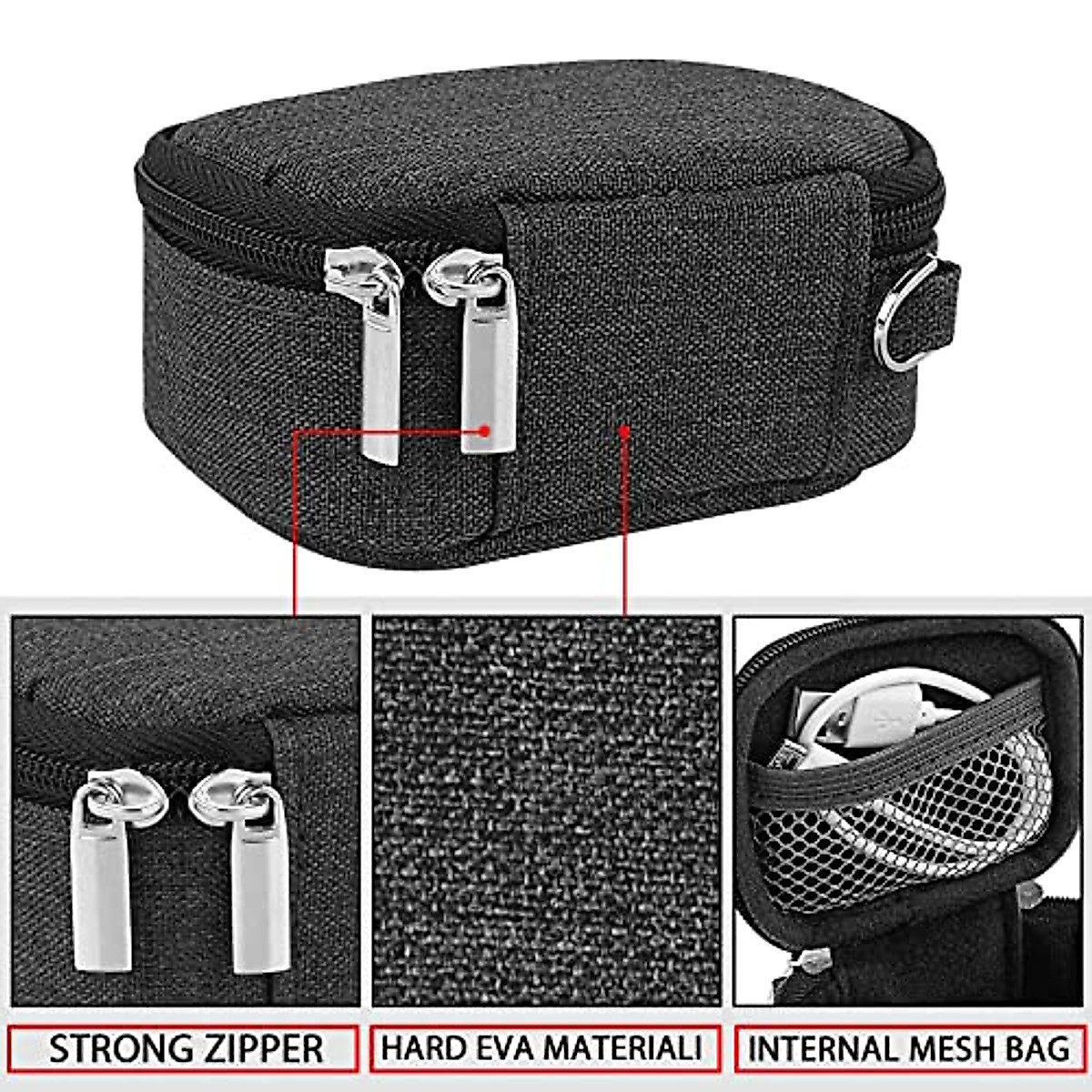 Geekria Headphones Carrying Case Compatible with Panasonic Technics EAH-AZ70W Earbuds Case, Replacement Protective Travel Pouch Bag with Cable Storage (Dark Grey)
