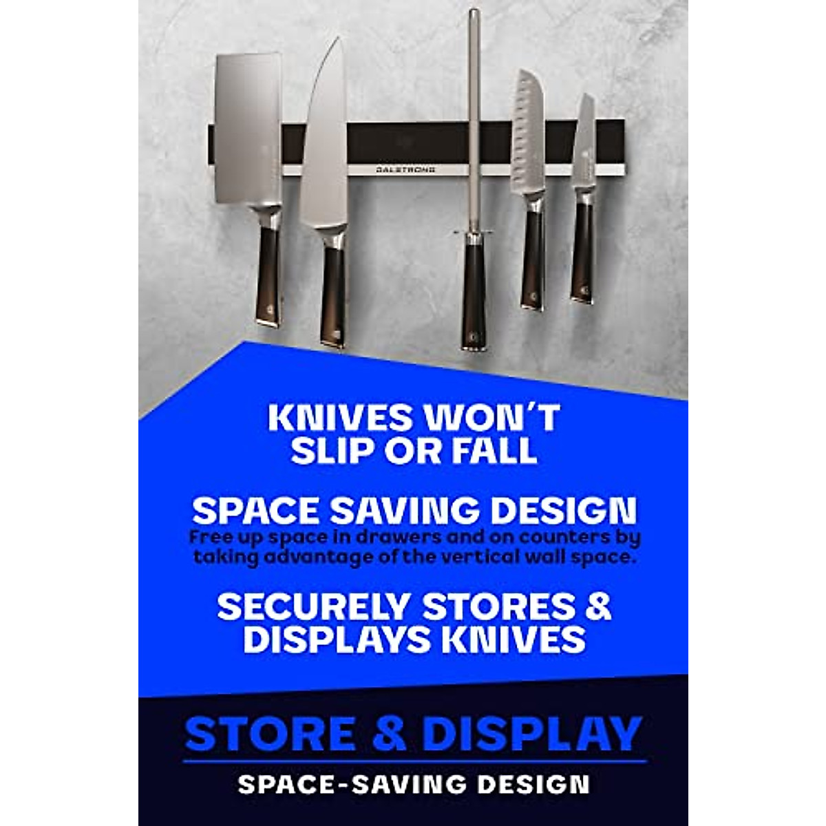 Dalstrong Magnetic Knife Holder Wall - Scratch-Resistant Silicone - Stainless Steel Details - Matte Black - Knife Magnetic Strip - 18" x 2" - Powerful Magnet Kitchen Bar - Easy Mount - Safe Display