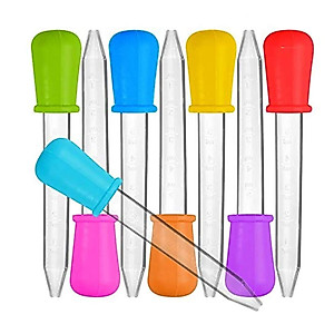 Gorse 12 Pack Liquid Droppers for Kids Silicone and Plastic Pipettes with Bulb Tip 5 ML Eye Dropper for Candy Molds