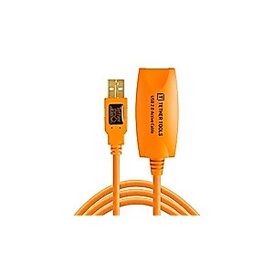 Tether Tools TetherPro USB 2.0 to USB Female Active Extension Cable Cable | for Fast Transfer Between Camera and Computer | High Visibility Orange | 16 Feet (5 m)