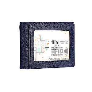 Aucuu Credit Card Wallet, RFID Blocking Bifold Minimalist Slim Pocket Purse, Metal Money Clip Holder (10 Slots, 1 ID Window, Cash Clip) Gift for Men & Women , L2us-2140964, Blue, 11 x 7.8 x 0.6 cm