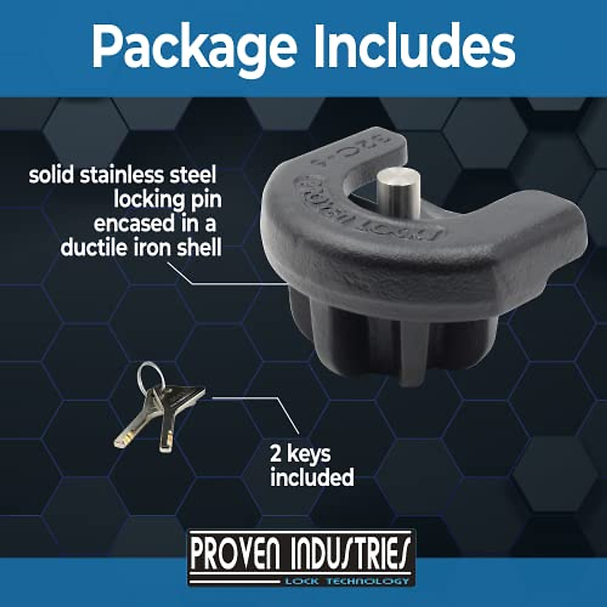 Proven Locks Model S175: 2 inch Trailer Hitch Lock, Fits Select 2 inch Couplers