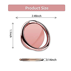DFsucces Phone Ring Holder Finger Kickstand, Cell Phone Ring Holder ,360° Rotation Metal Ring Holder for Magnetic Car Mount Compatible All Smartphone(Rose Gold)