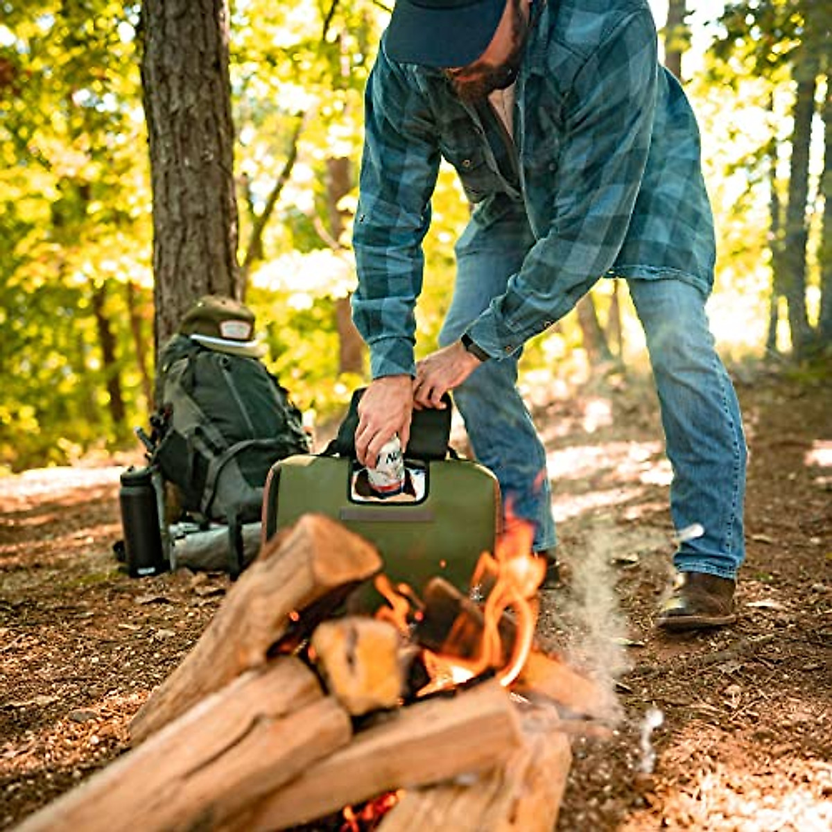 Kanga Insulated Cooler Bag - Soft Cooler Bag - 12 Pack Beer and Seltzer Drink Cooler - Insulated and Durability Tested - Kanga Kase Mate Cooler - Woody