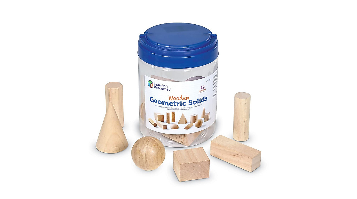 Learning Resources Geometric Solids Set of 12 Wooden Shapes for Kids