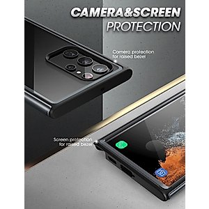 SUPCASE UB Edge Pro Series Case for Samsung Galaxy S22 Ultra 5G (2022 Release), Slim Frame Clear Protective Case with Built-in Screen Protector (Black)