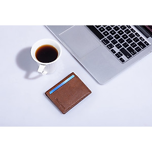Urban Nature Tan Genuine Leather RFID Protected Slim Billfold Business Card holder Minimalist Wallet