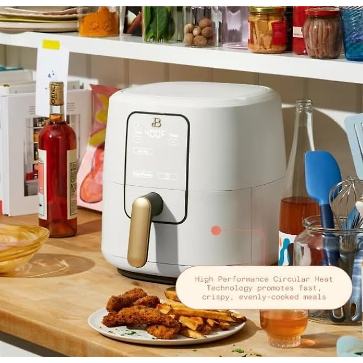 Generic Beautiful 6 Qt Air Fryer with TurboCrisp Technology and Touch-Activated Display, 4 Preset Functions Air fry, Roast, Reheat & Dehydrate, White Icing by Drew Barrymore (White Icing)