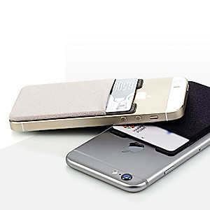 Sinjimoru Basic Cell Phone Wallet Stick on, Card Holder for Back of Phone Working as Adhesive Stretchy iPhone Wallet. Sinji Pouch Basic 2 Orange