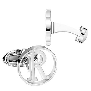 GWD Cufflinks for Men Classic Tuxedo Shirt Wedding Cuff Links Personalized Initials A-Z Gift (R)