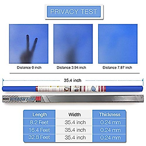 HIDBEA Frosted Window Privacy Film - Non Adhesive Static Cling Glass Stickers Sun UV Blocking Heat Control Door Covering Decals for Home Office(17.5 x 78.7 Inch, Frosted Blue)