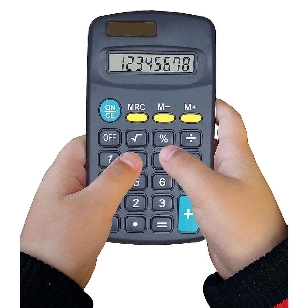 Basic Calculator Dual Power 8 Digit Desktop Calculator (Black,Set of 5)