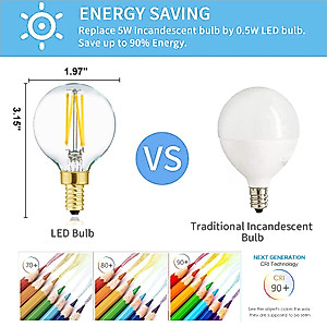 XININSUN G16.5 LED Bulb,E12 40W Candelabra Dimmable Chandelier Light Bulbs 4000K Daylight White Clear 400lm 4W G50 Vintage LED Filament Edison Candle Bulb with Decorative,6Pack
