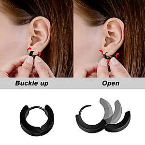 ONESING 18 Pairs Mens Earrings Black Earrings for Men Stainless Steel Earrings Piercing Jewelry Stud Hoop Punk Earrings Set