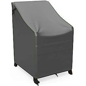 NUPICK Patio Stackable Chair Cover, 26 Inch Outdoor Furniture Chair Cover for 4-6 Stackable Dining Chair, 100% Waterproof, Rip-Stop and Weather Resistant, Grey