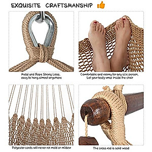 Bathonly Large Hammock Chair with Spreader Bar, Caribbean Hammock Swing Chair, XL Hammock Chair Outdoor Indoor, 330 LBS Weight Capacity, Light Brown