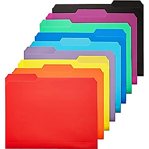 KTRIO 9 Pack Plastic File Folders Colored Folders - 9 Assorted Colors Letter Size File Folders Poly Filing Folders Heavy Duty 3 Tab Folders, 1/3 Cut Erasable Tabs for Office School Home Organization